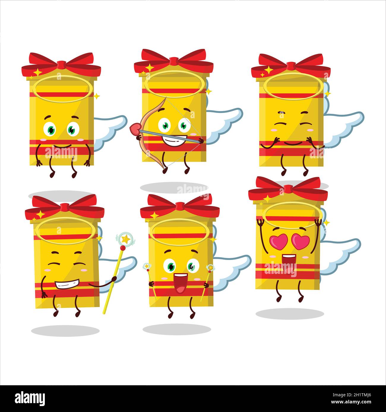 Yellow Long T Box Cartoon Designs As A Cute Angel Character Vector
