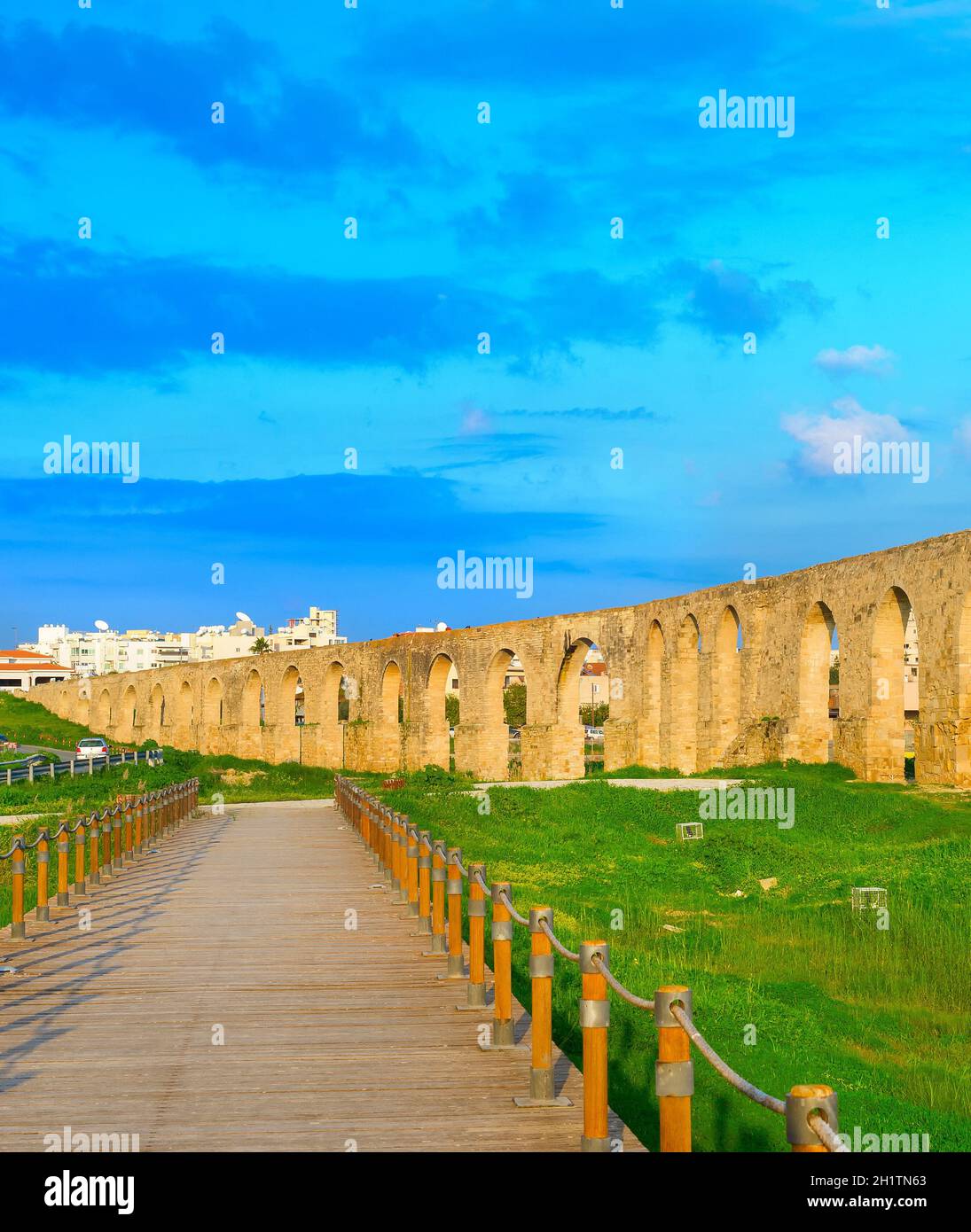 Historical sight Kamares Aqueduct view, Larnaca, Cyprus Stock Photo - Alamy