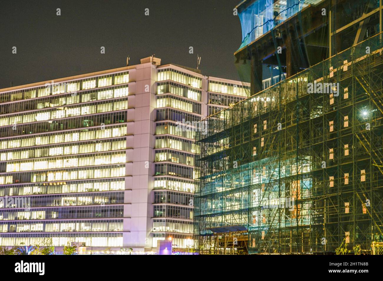 Construction site of an office building (Minato Mirai, Yokohama ...