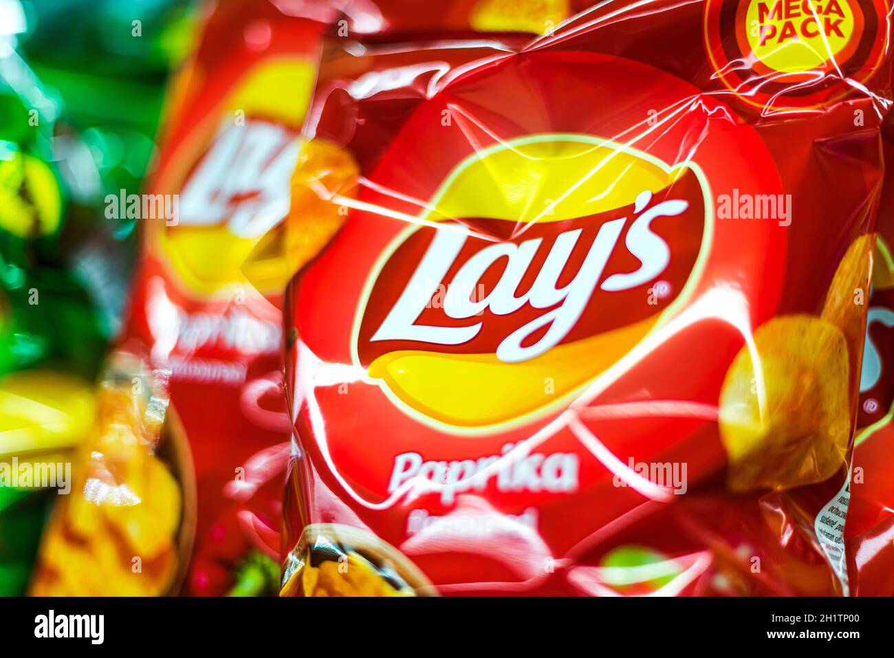 POZNAN, POL - APR 13, 2021: Packets of Lay's potato chips, popular ...