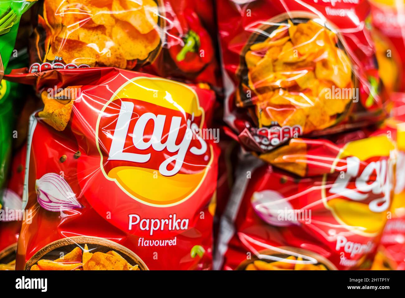 POZNAN, POL - APR 13, 2021: Packets of Lay's potato chips, popular ...