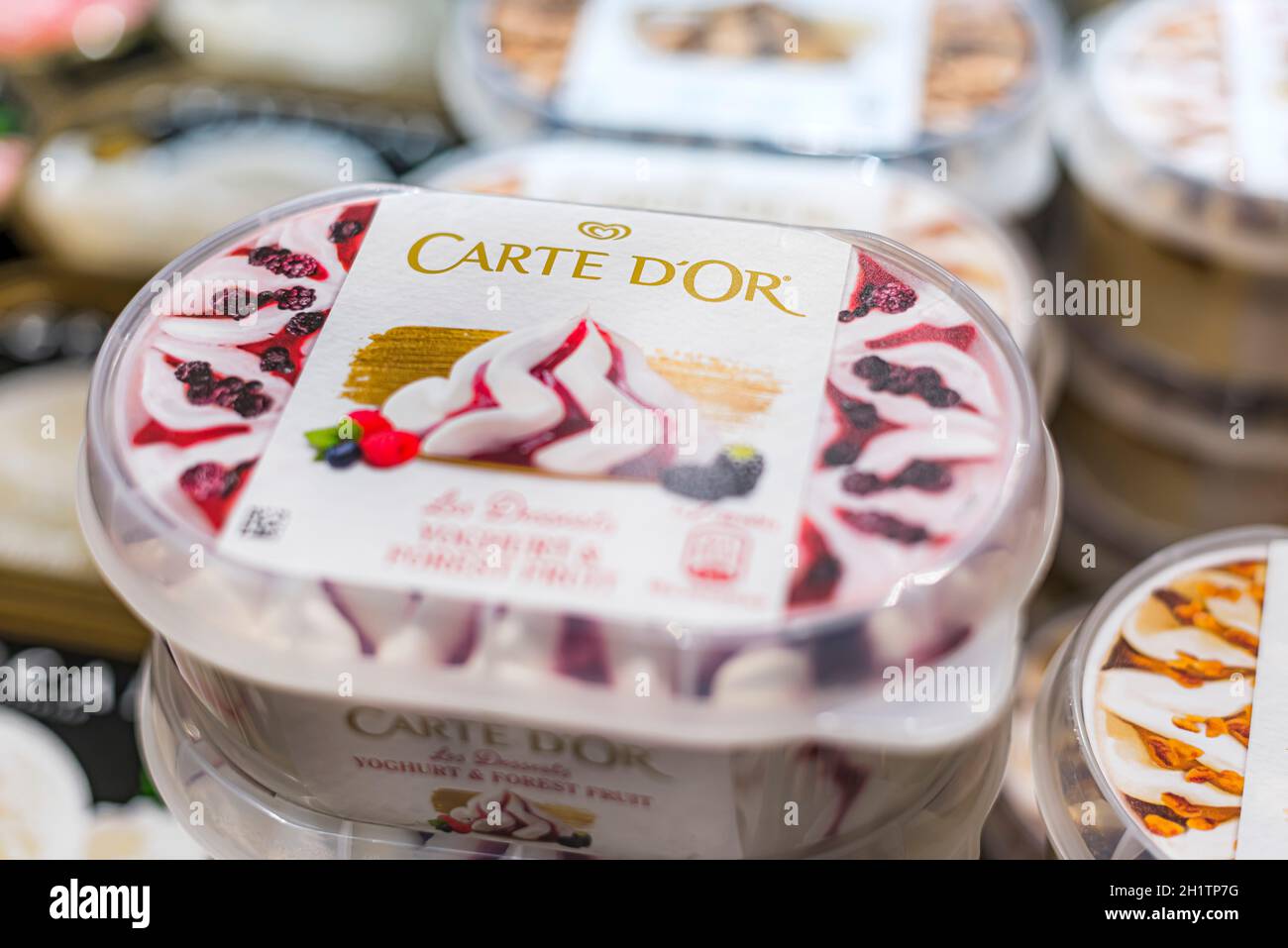 POZNAN, POL - APR 28, 2021: Algida ice cream products put up for sale ...