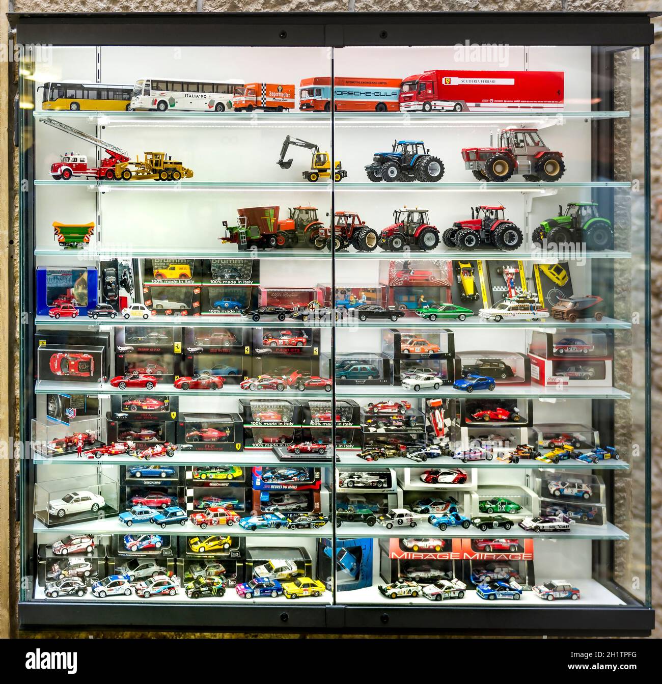 San Marino- April 05,2014: Shop window, which displays scale models of ...