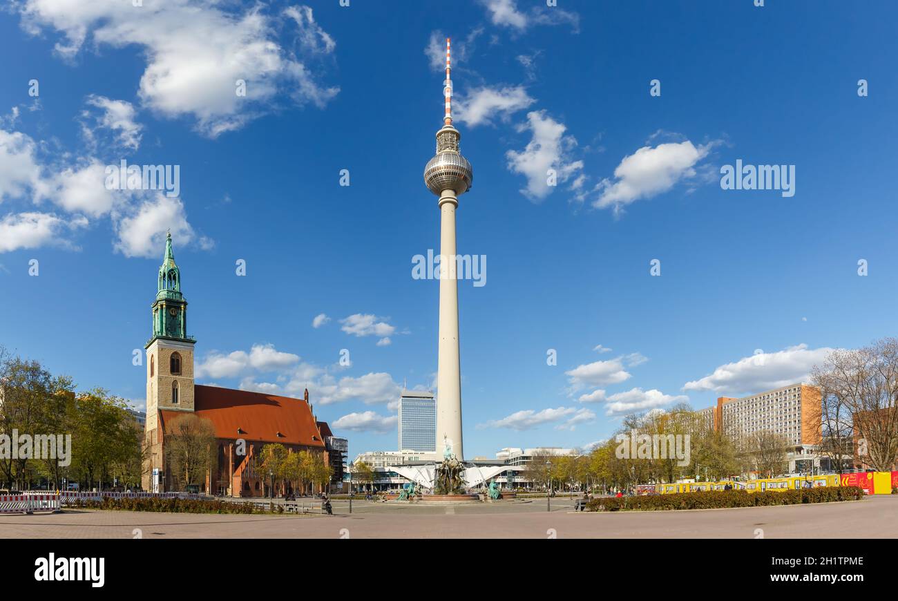 Berlin Skyline tv tower Alexanderplatz Alexander square panoramic view ...