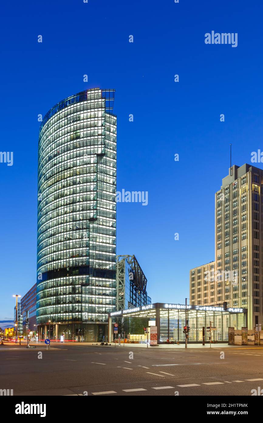 Berlin Skyline Potsdamer Platz square portrait format at night in ...