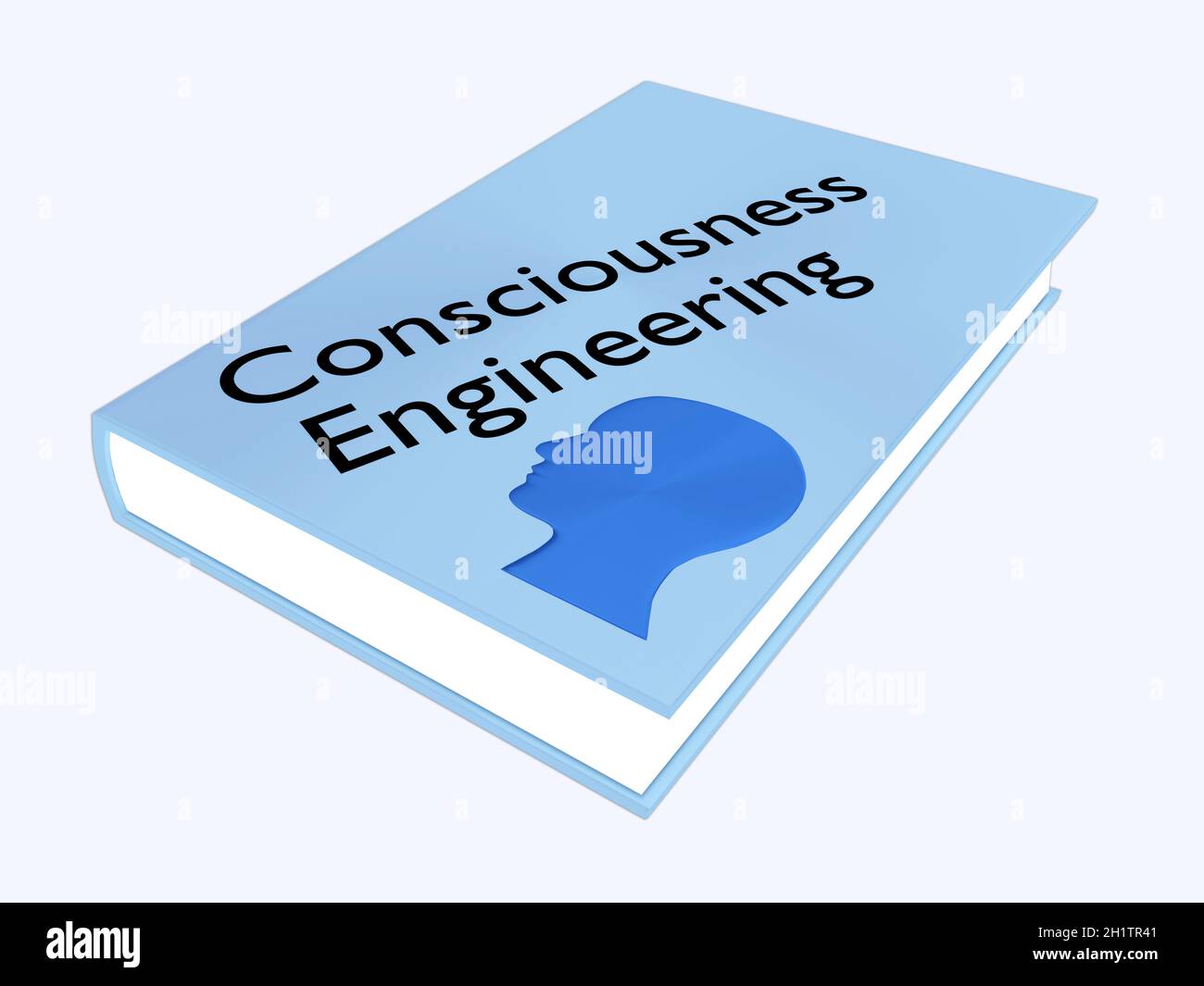 3D illustration of Consciousness Engineering script on a book along ...
