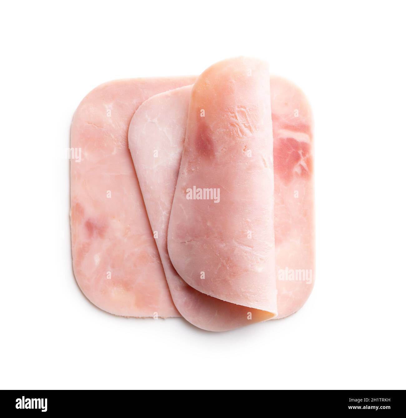 Sliced pork ham isolated on white background Stock Photo - Alamy