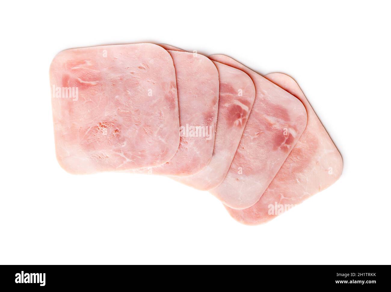 Sliced pork ham isolated on white background Stock Photo - Alamy