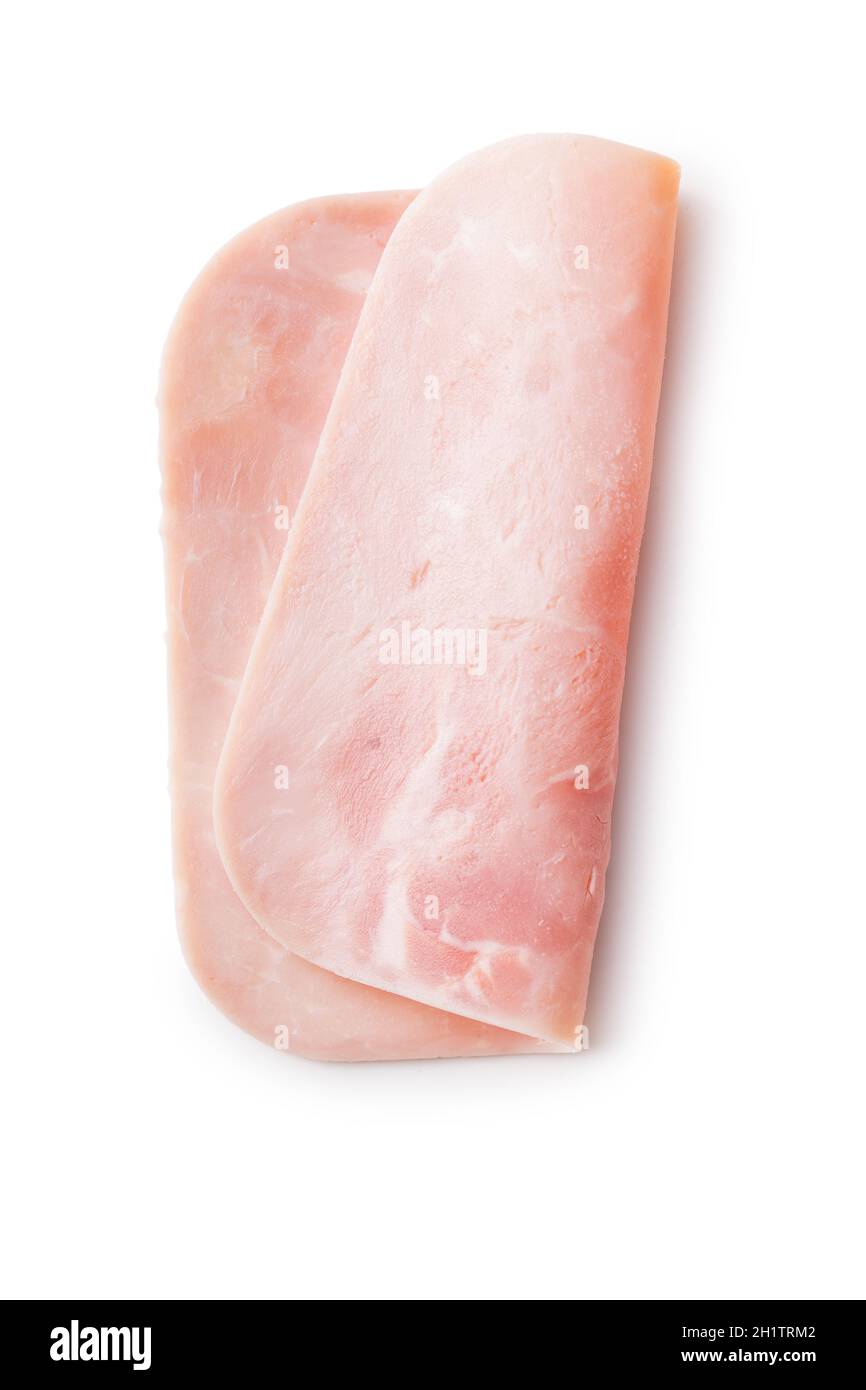 Sliced pork ham isolated on white background Stock Photo - Alamy