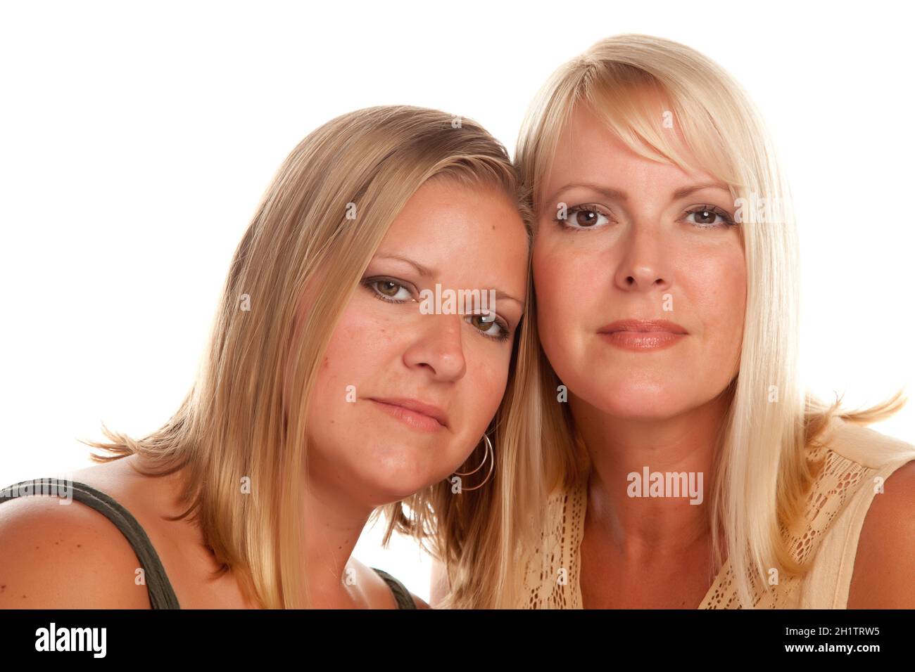 Two Beautiful Sisters Portrait Isolated on a White Background Stock ...