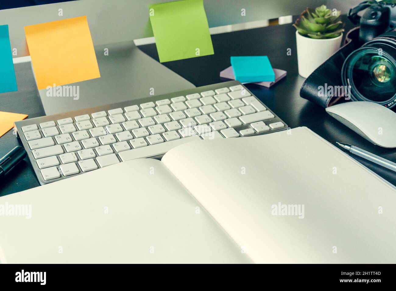 Working table of a photographer close up Stock Photo - Alamy