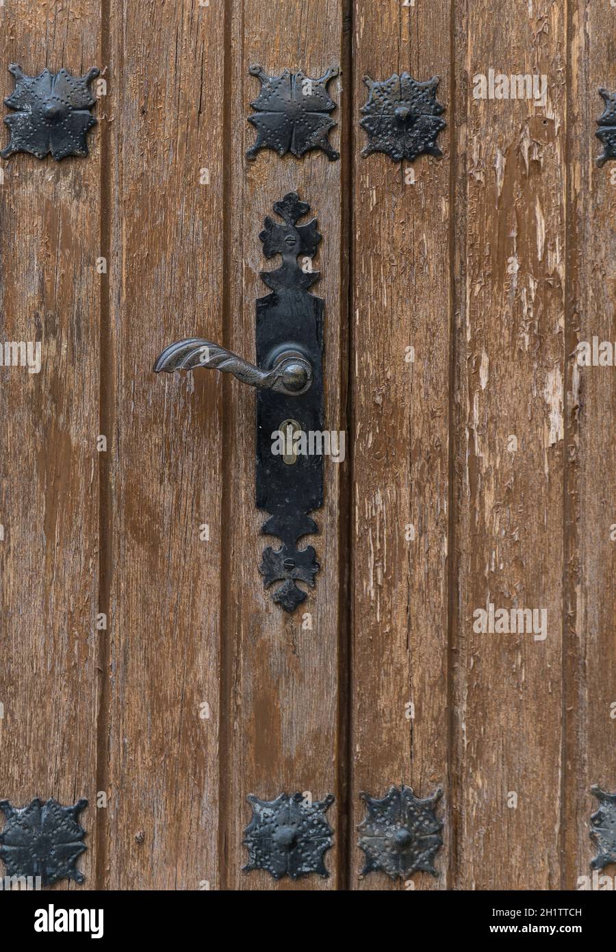 Decorative antique wooden door handle, Antique door handle latch Stock ...