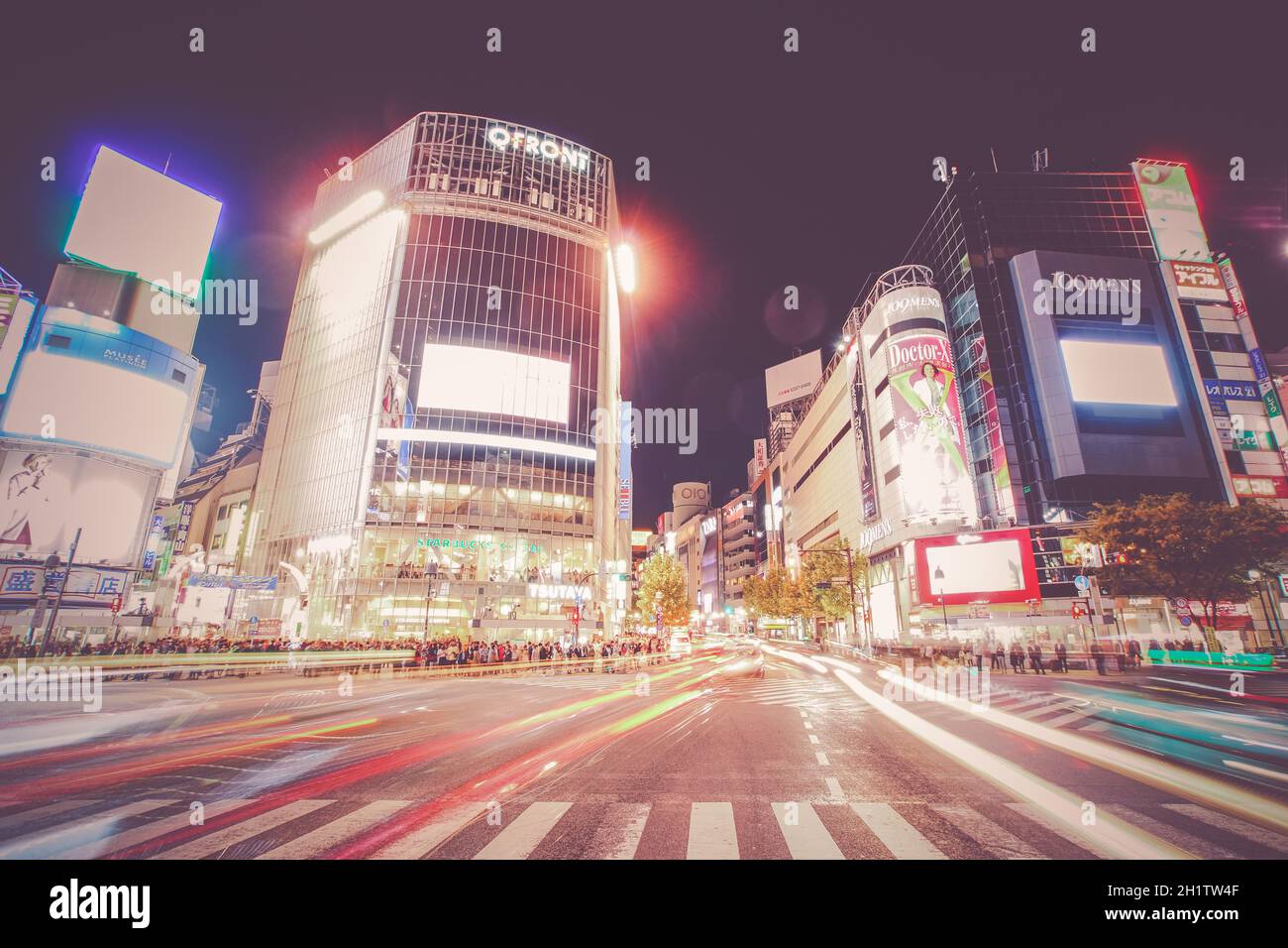 Shibuya scramble intersection of night view. Shooting Location: Tokyo ...