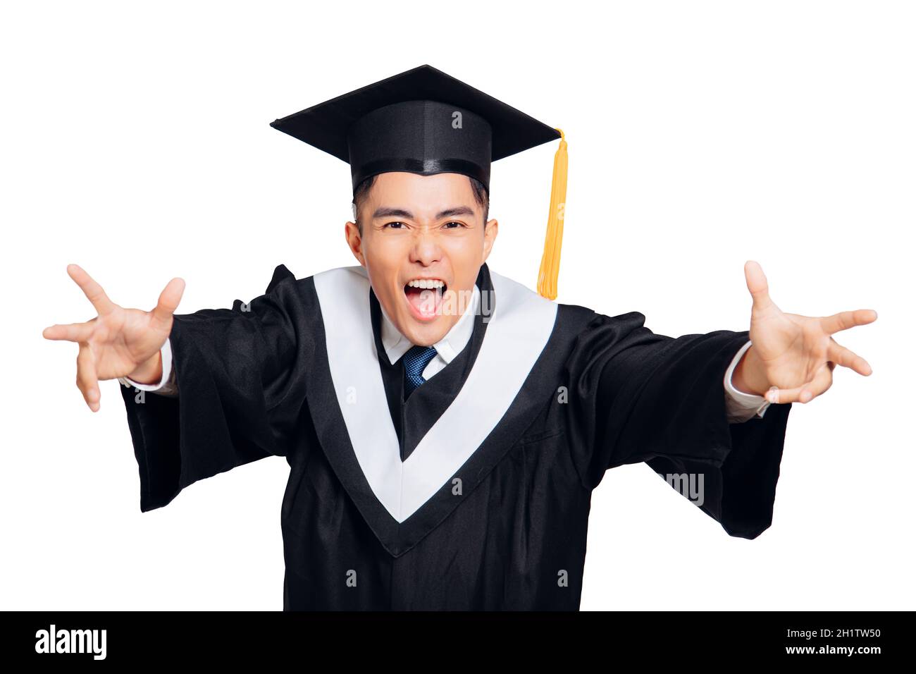 Portrait confident student graduation certificate hi-res stock ...