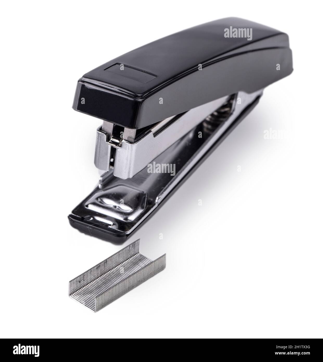 Black stapler and staples to him, isolated on white background Stock ...