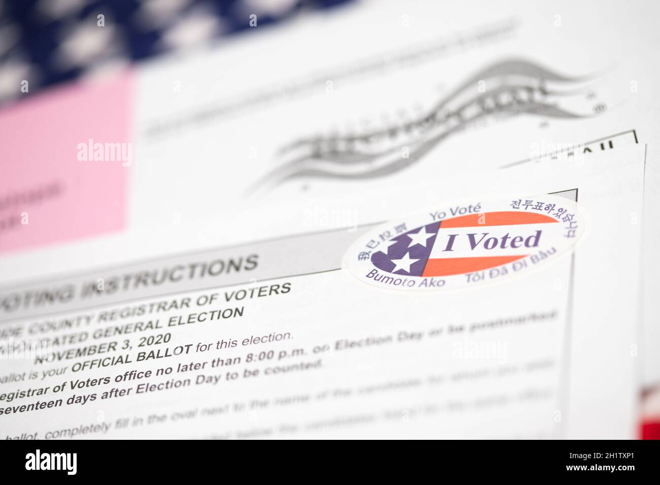 Vote-By-Mail Ballot Envelope and Voting Instructions Laying On American ...