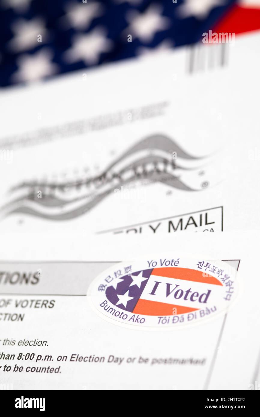 Vote-By-Mail Ballot Envelope and Voting Instructions Laying On American ...