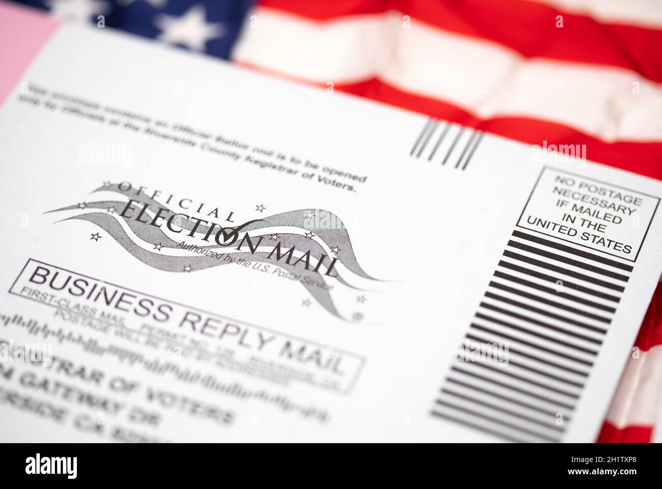 Vote-By-Mail Ballot Envelope Laying on American Flag Stock Photo - Alamy