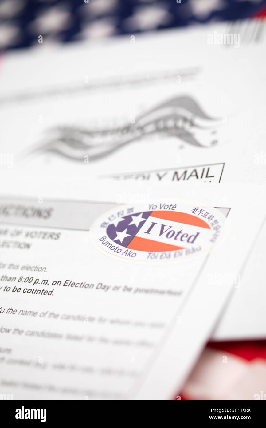 Vote-By-Mail Ballot Envelope and Voting Instructions Laying On American ...