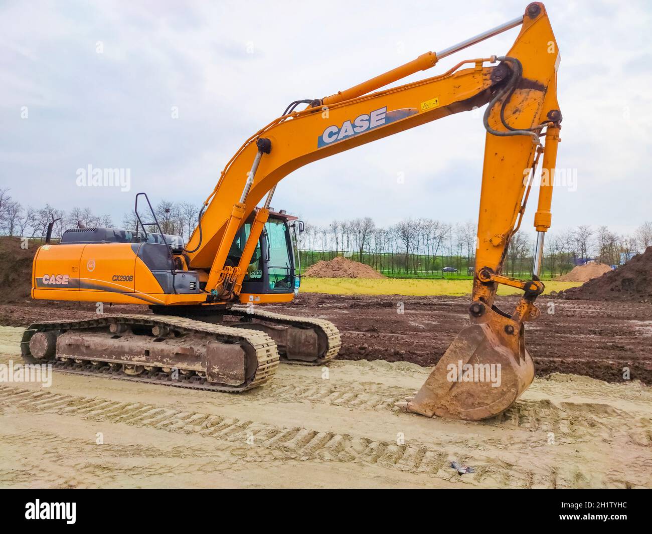 Kiyv, Ukraine - August 30, 2020: Excavator parked at the construction ...