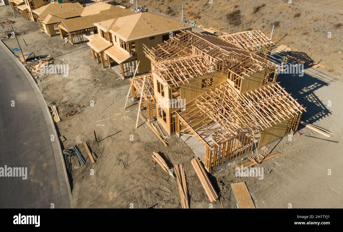 Aerial View of New Homes Construction Site Stock Photo - Alamy