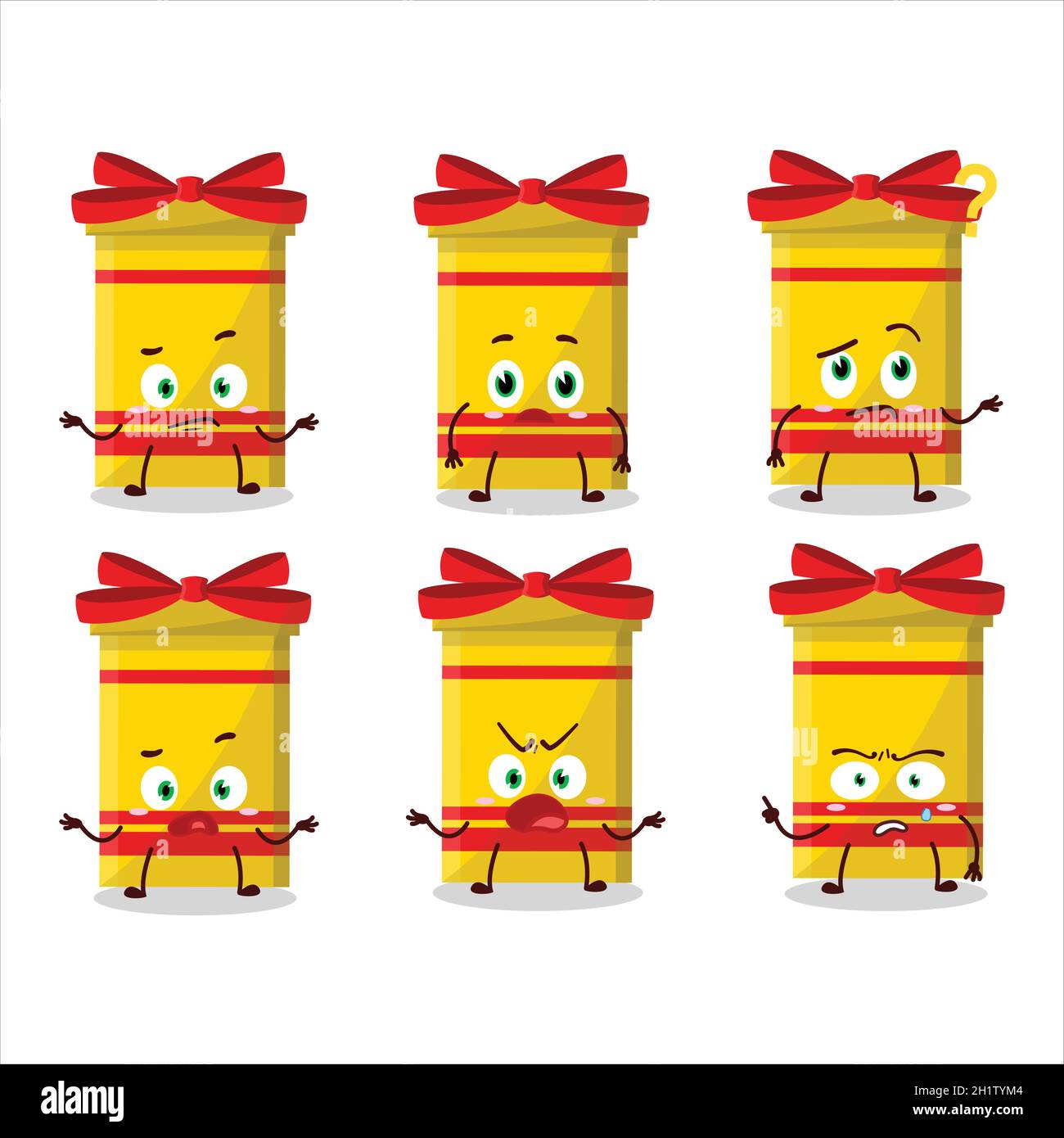 Cartoon character of yellow long gift box with what expression. Vector ...