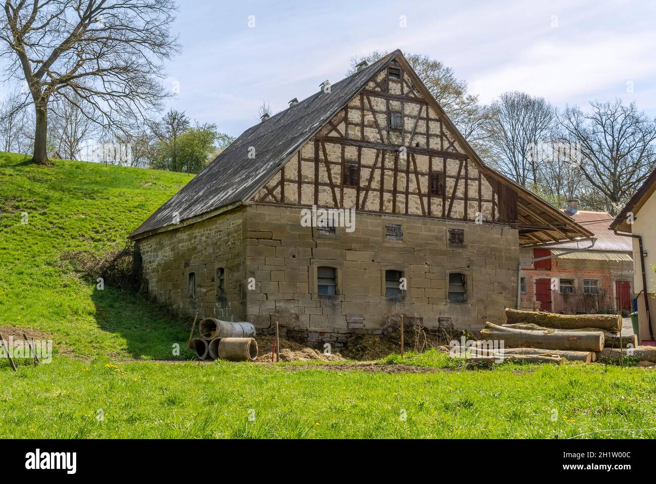 rural barn at a farm in Southern Germany at early spring time Stock ...