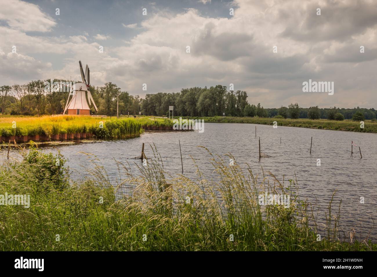 Historic polder drainage windmill De Witte Molen, Haren, Netherlands ...