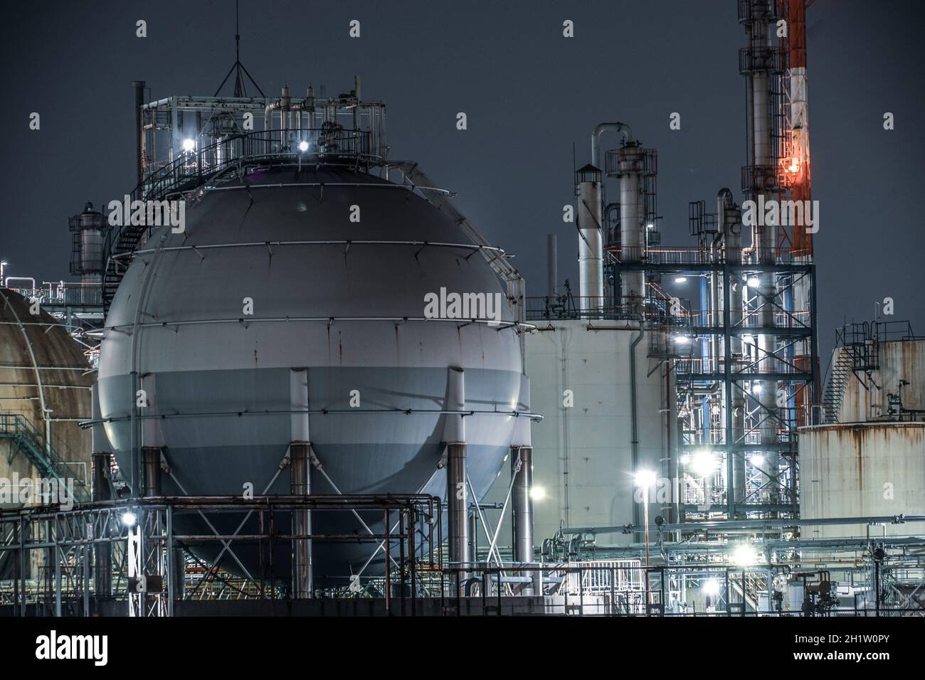 Factory night view of Kawasaki Keihin industrial zone. Shooting ...