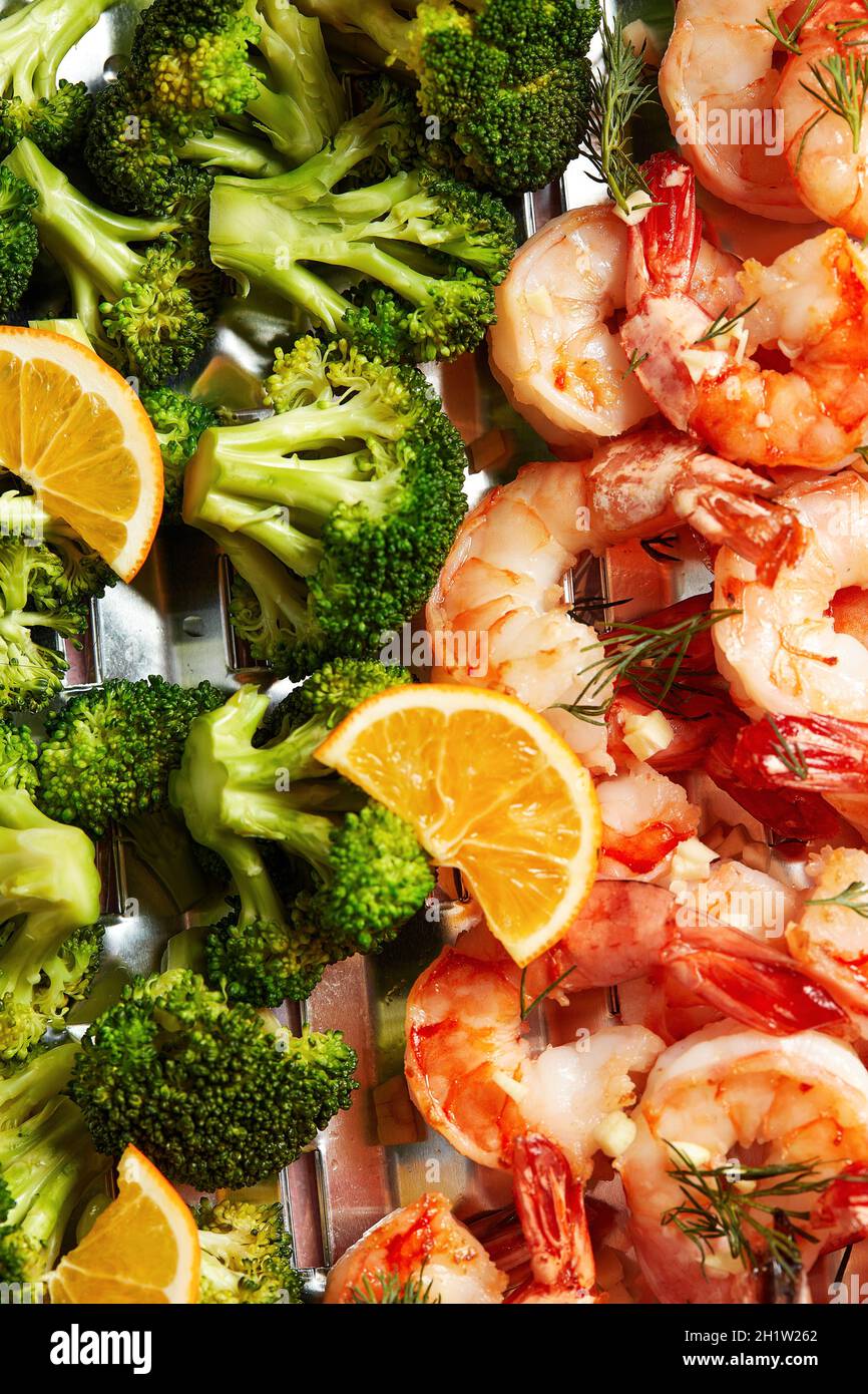 stir-fried mixed vegetable with shrimps - healthy food style Stock ...