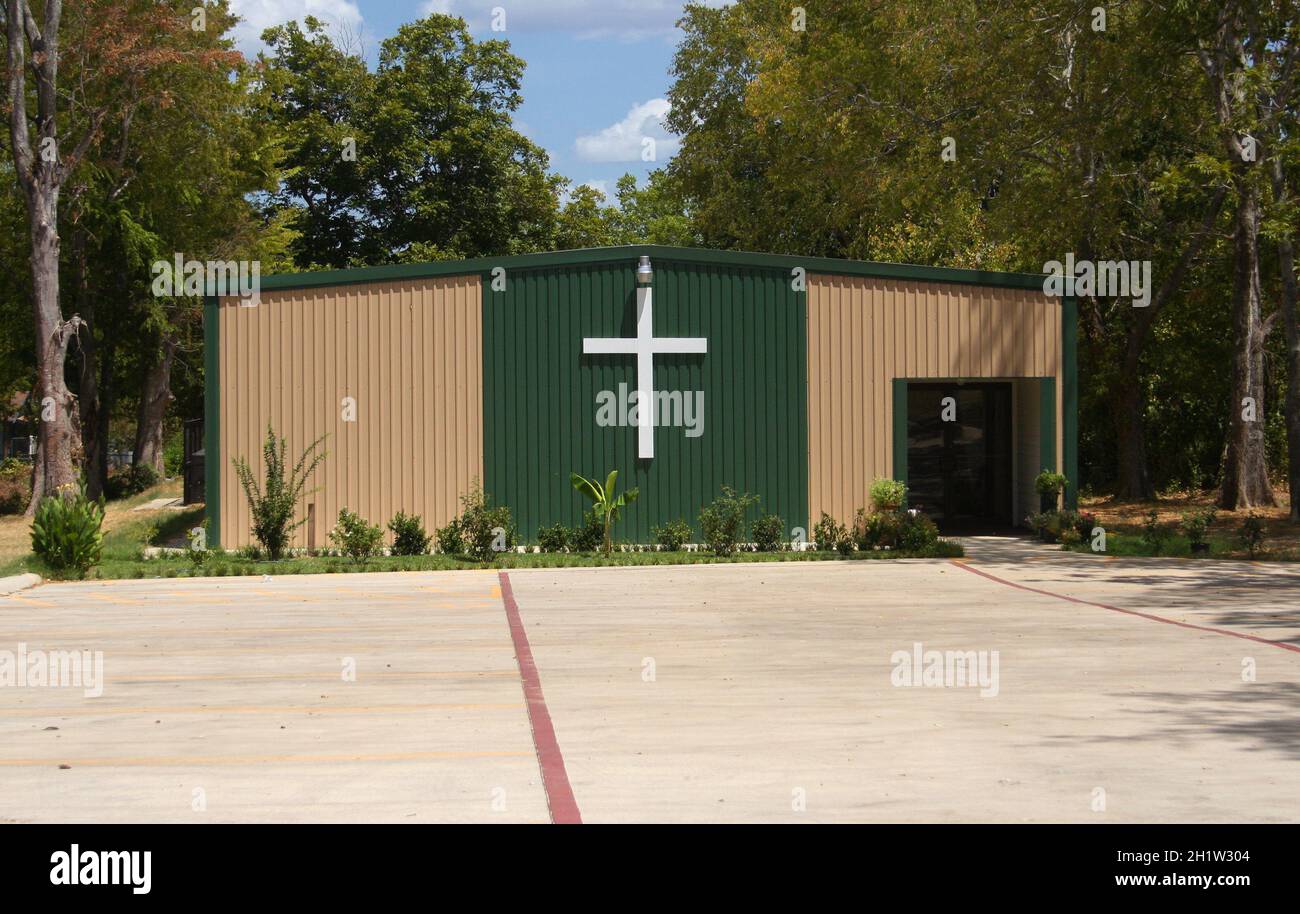Small Rural Church With Blue Sky with Trees Stock Photo - Alamy