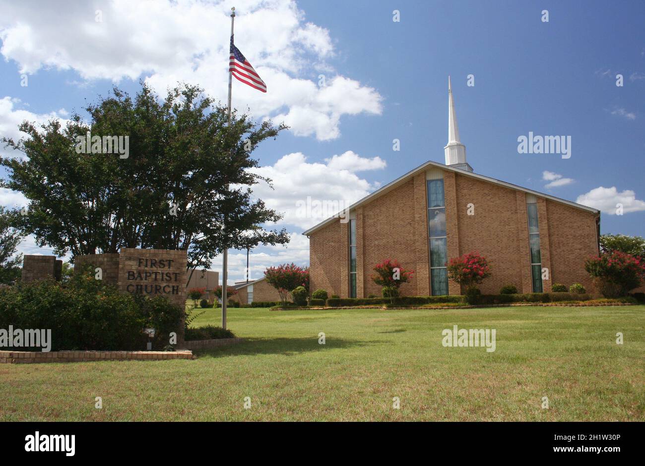 Small Rural Church With Blue Sky with Trees Stock Photo - Alamy