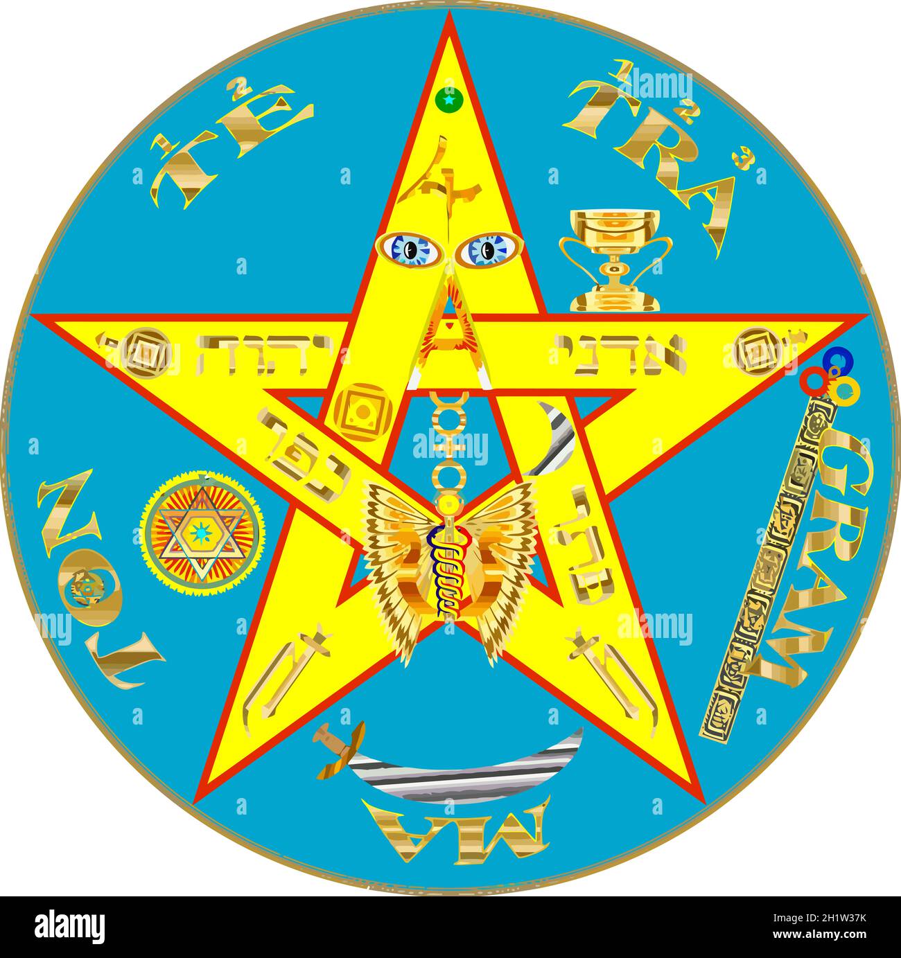 pentagram Kabbalah mystical numerology geometric illustration Stock ...