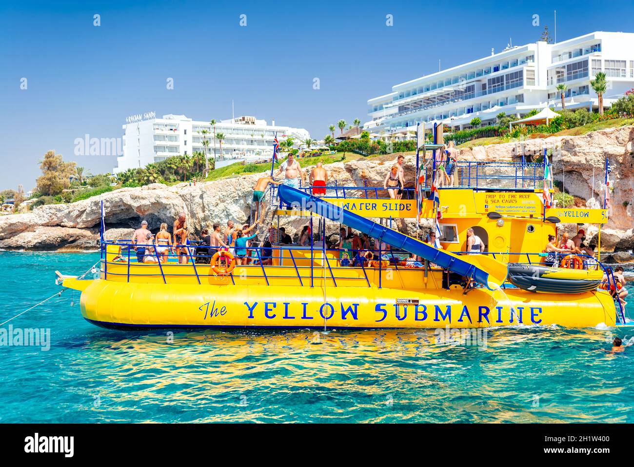 Ayia Napa Cyprus August 10 2019 People Having Fun On A Touristic Boat Close To Ayia Napa