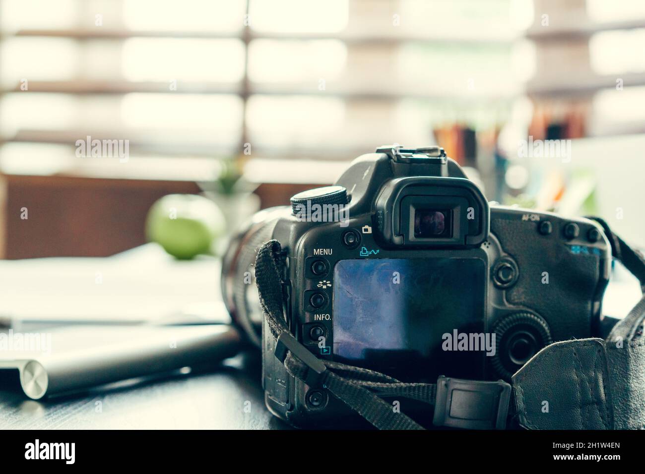 Working table of a photographer close up Stock Photo - Alamy