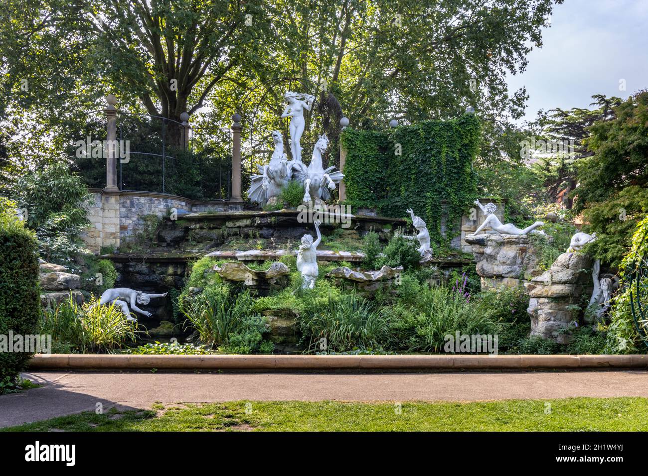 The Naked Ladies, depicting eight Oceanids, statues at York House, a ...