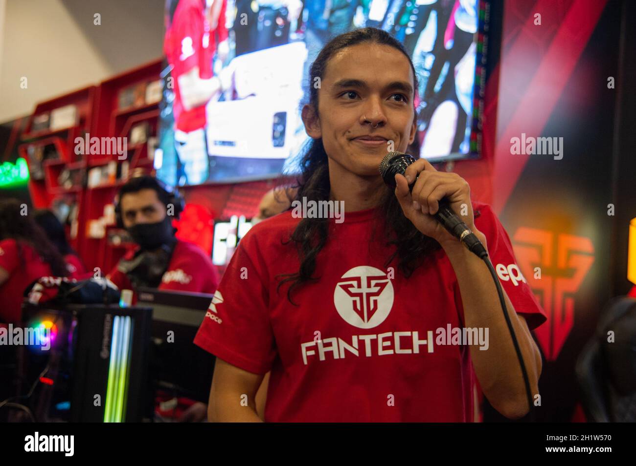 Bogota, Colombia, October 18, 2021. "Menkian" a famous Tech TikToker ...