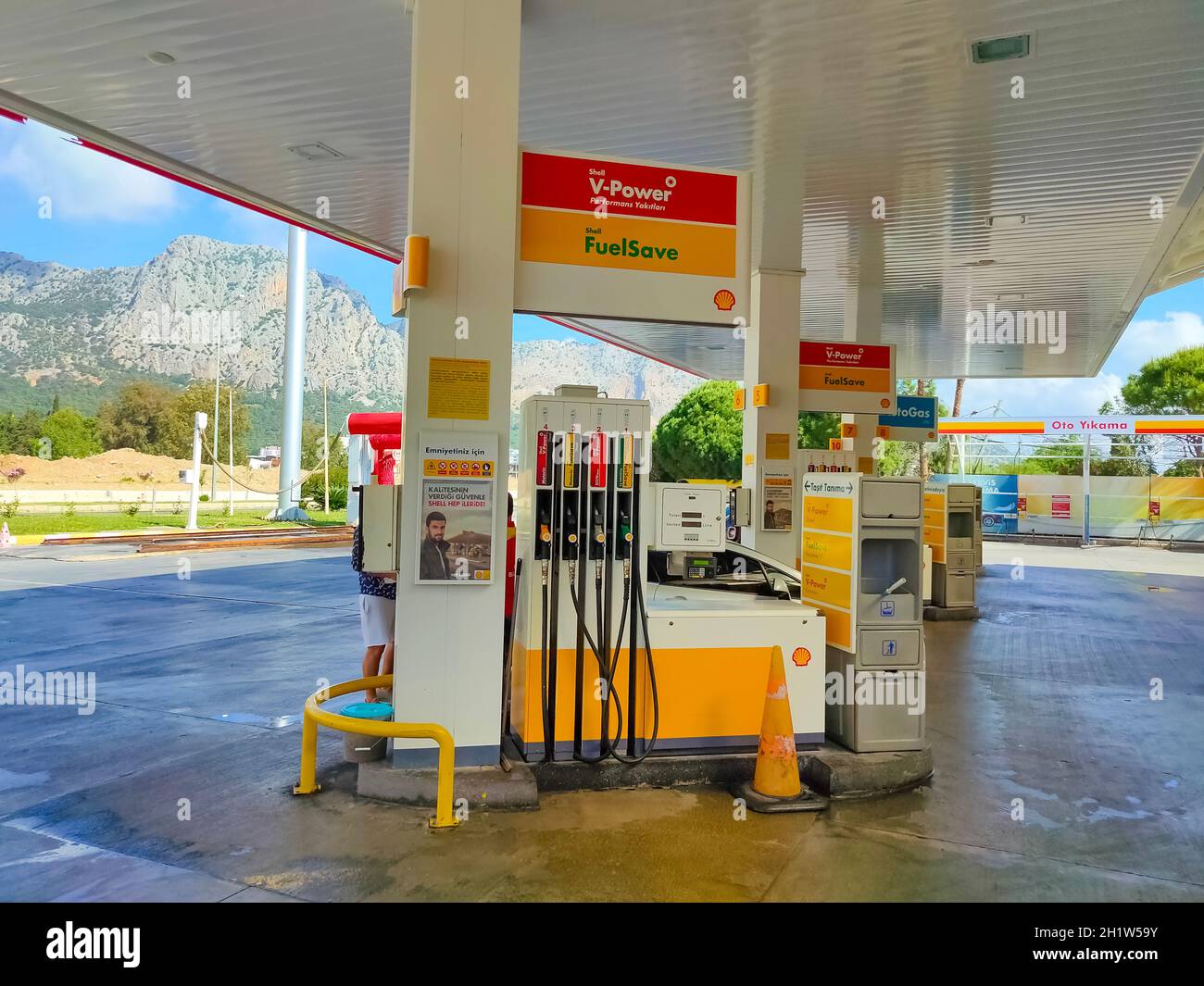 Antalya, Turkey - May 11, 2021: Shell gas station at sunny day at ...