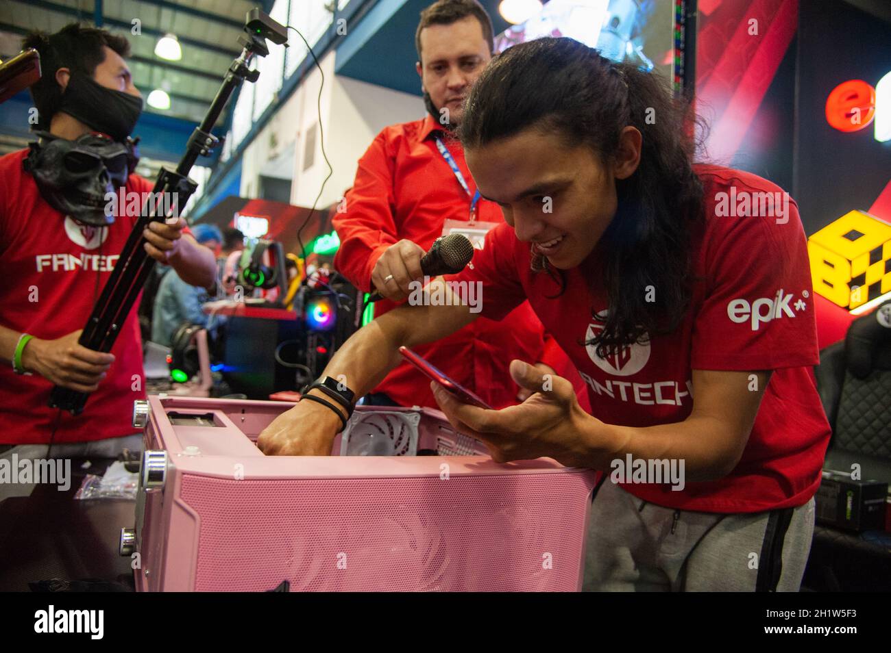 Bogota, Colombia, October 18, 2021. "Menkian" a famous Tech TikToker ...