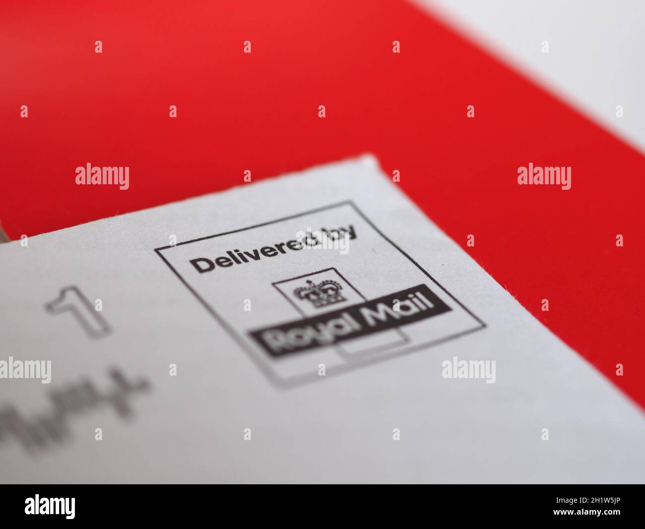 LONDON, UK - CIRCA MAY 2021: Delivered by Royal Mail postage meter used ...