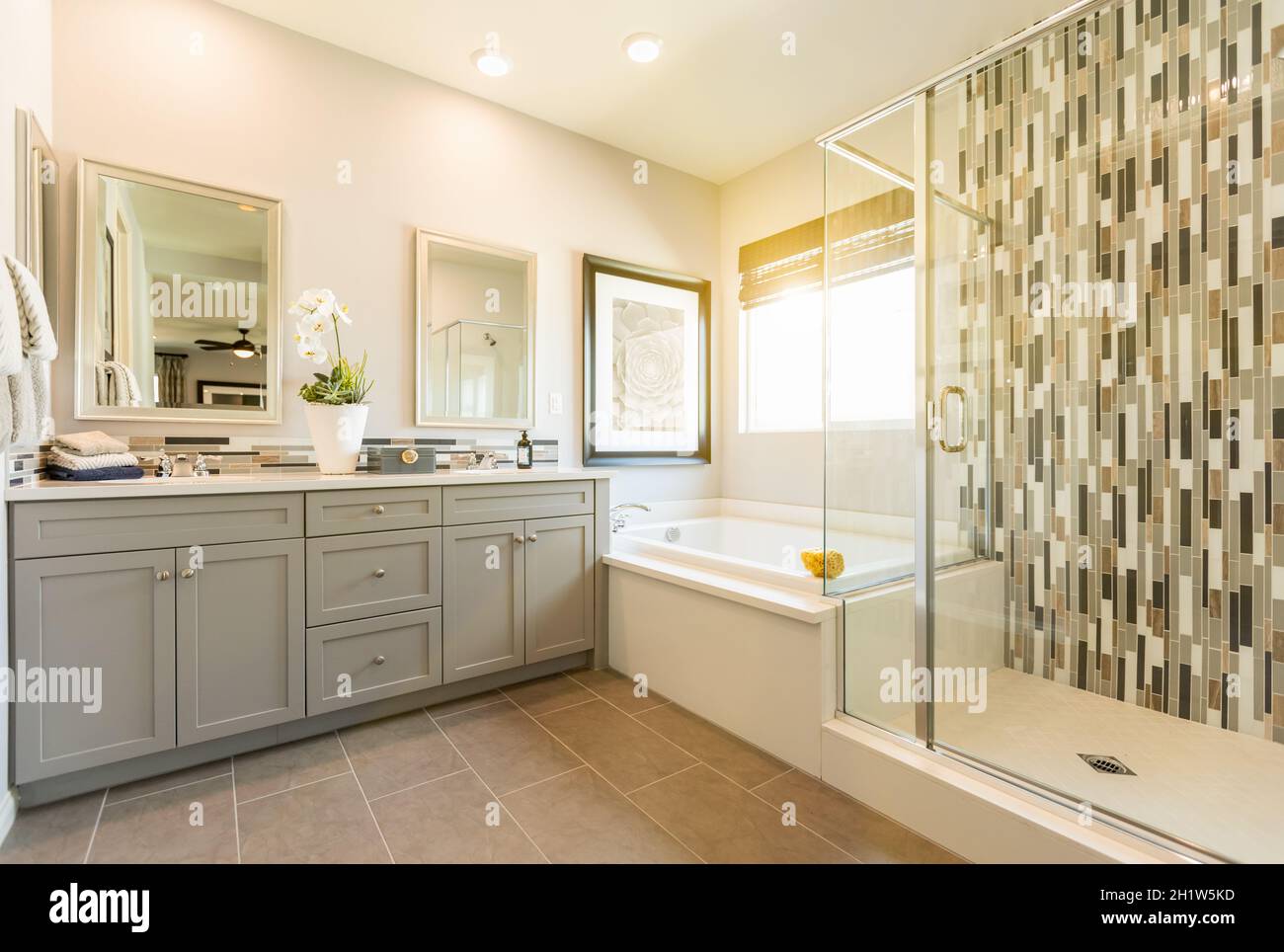 Beautiful Custom Master Bathroom Stock Photo - Alamy