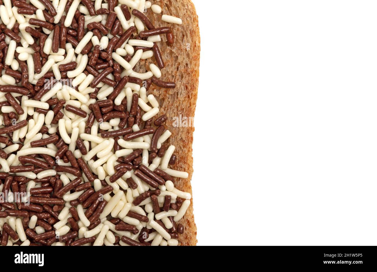 Typical dutch lunch; bread with chocolate sprinkles (hagelslag ...