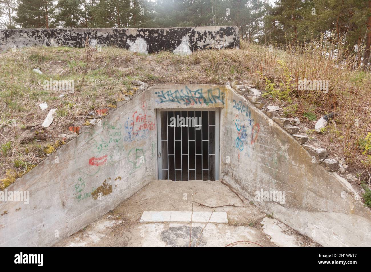 Entrance to the former Soviet Army bunker in Ventspils, Latvia Stock ...
