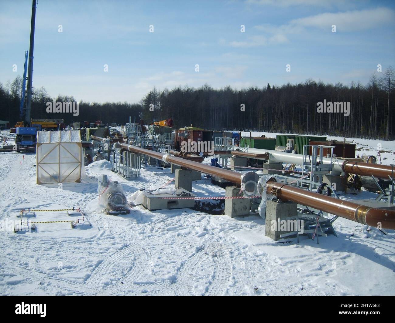 Platform of construction of pipelines. Booster pump station Stock Photo ...