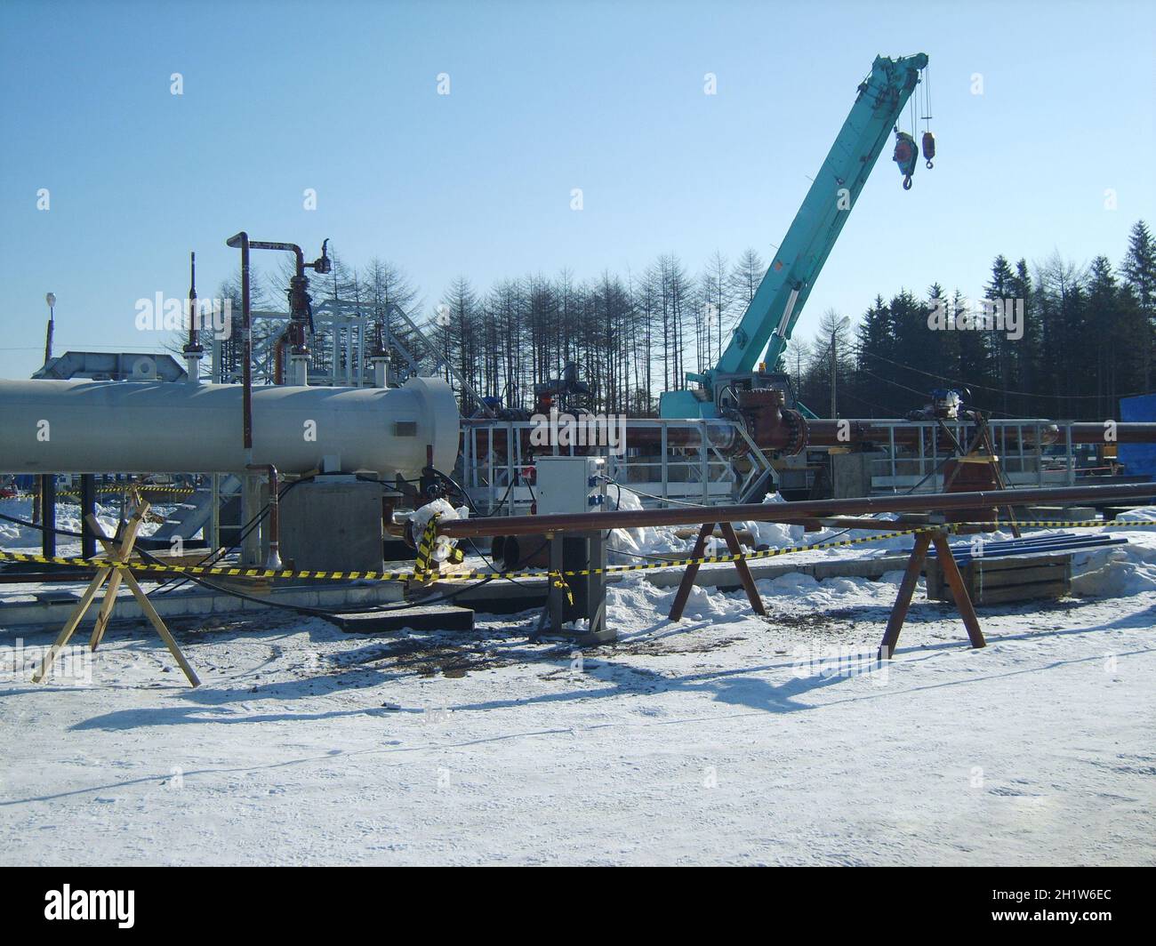 Platform of construction of pipelines. Booster pump station Stock Photo ...
