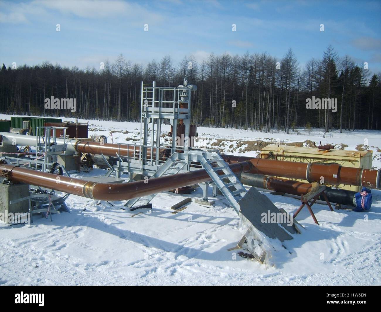 Platform of construction of pipelines. Booster pump station Stock Photo ...