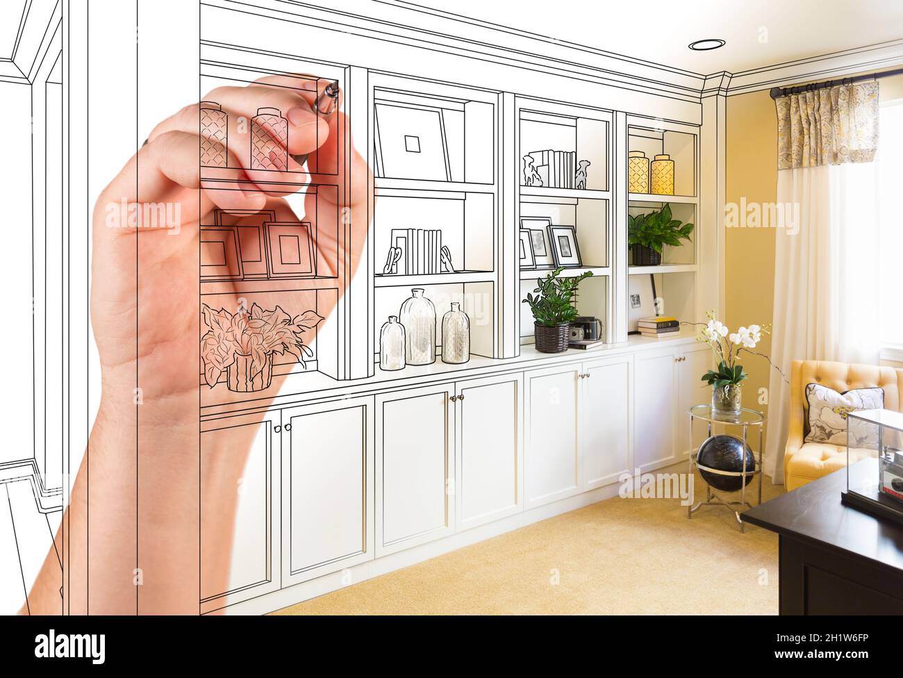 Interior design drawing showing hi-res stock photography and images - Alamy