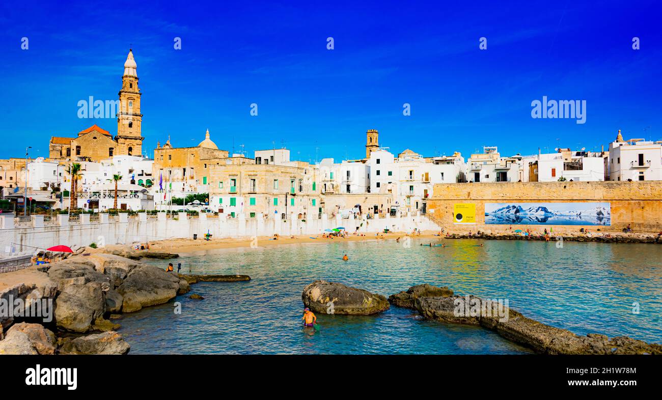 MONOPOLI, ITALY - SEP 2, 2020: View of Monopoli from the city beach of ...