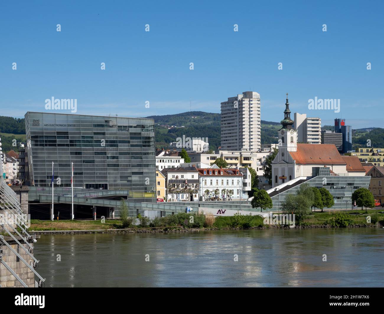 Main Square – Hauptplatz – of Linz with plague Column - Pestsäule – and ...