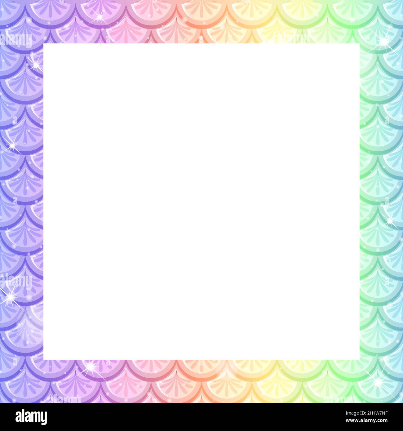 Blank pastel rainbow fish scales frame template illustration Stock ...